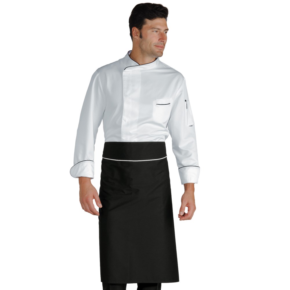 Grembiule Lungo Nero o Beige con Inserto a Contrasto Per Cuoco o Chef